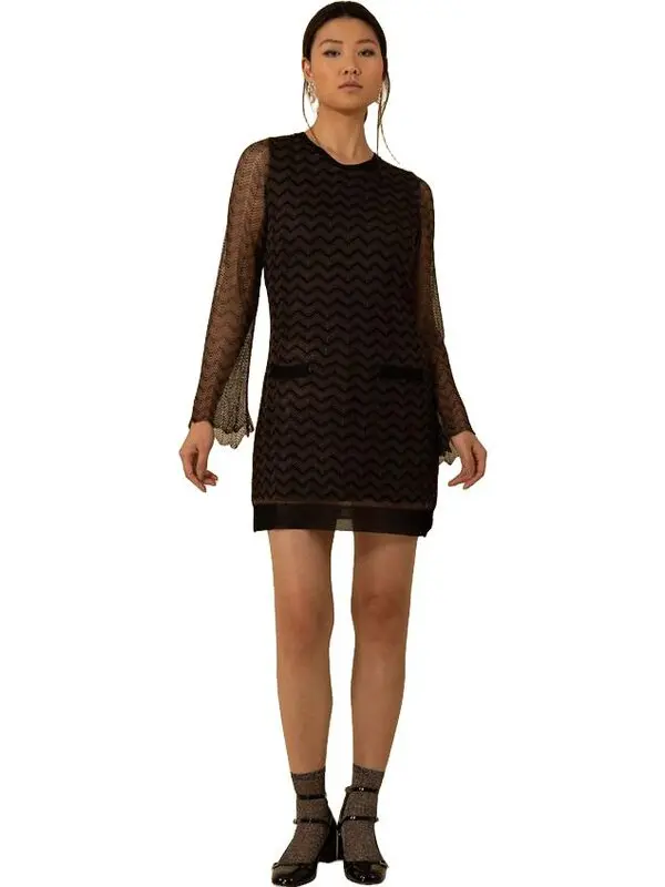 Hale Bob Madelynn Lurex Knit Mini Dress - Black