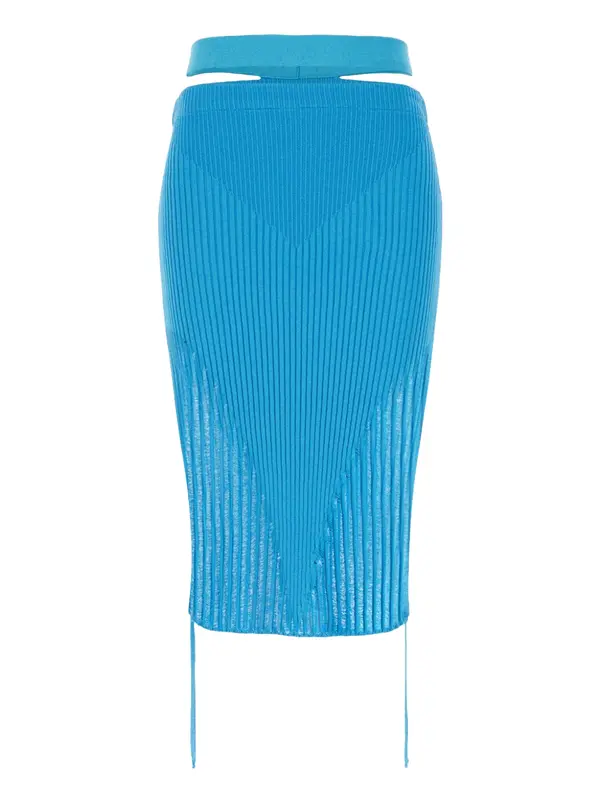 ANDREĀDAMO Ribbed Knit Pencil Skirt - Blue