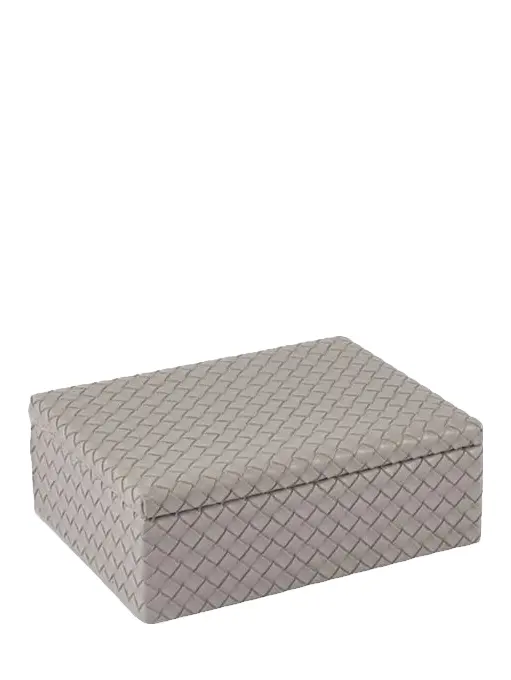 BEY-BERK Anastasia Woven Leather Trinket Box - Grey