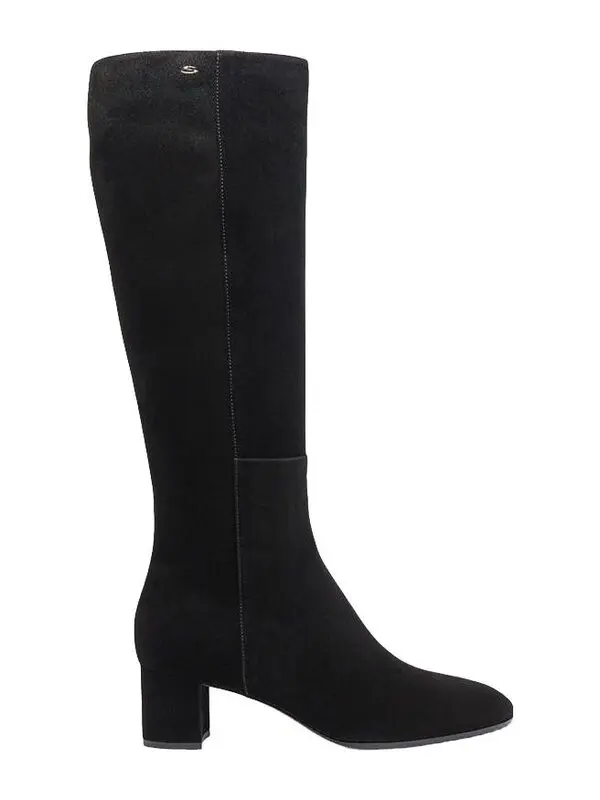 Santoni Suede Knee High Boot - Black