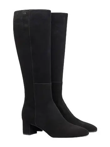 Santoni Suede Mid-heel Boots - Black