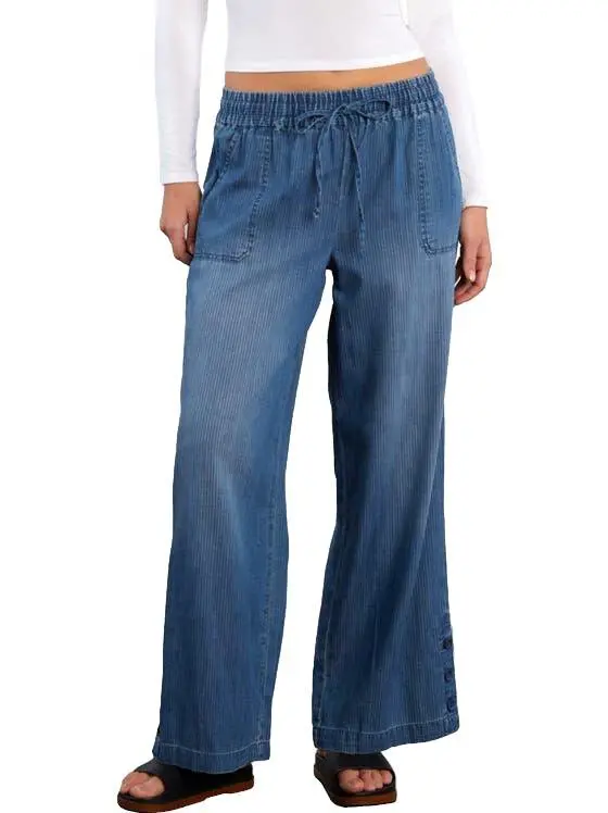BILLY T Hero High-waist Wide-leg Pants - Denim Rr Stripes