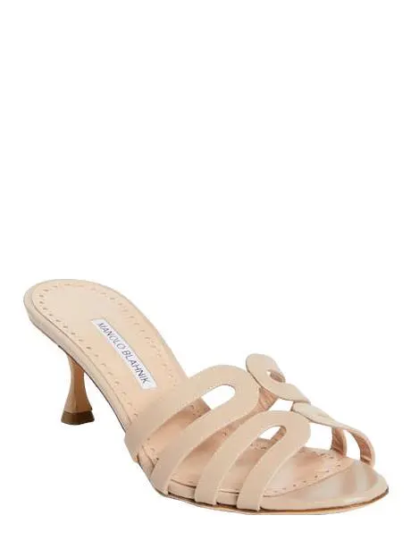 Manolo Blahnik Ahwak Slide Sandal - Beige