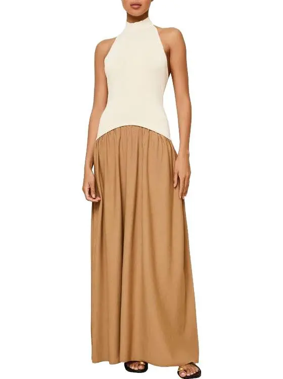 Solid & Striped The Soglio Halter Maxi Dress - Ecru / Camel
