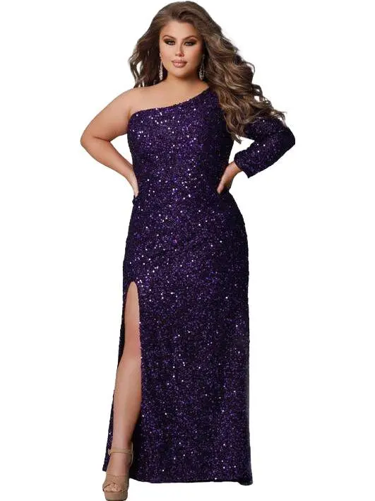 SYDNEY'S CLOSET One-shoulder Sequin Gown - Purple