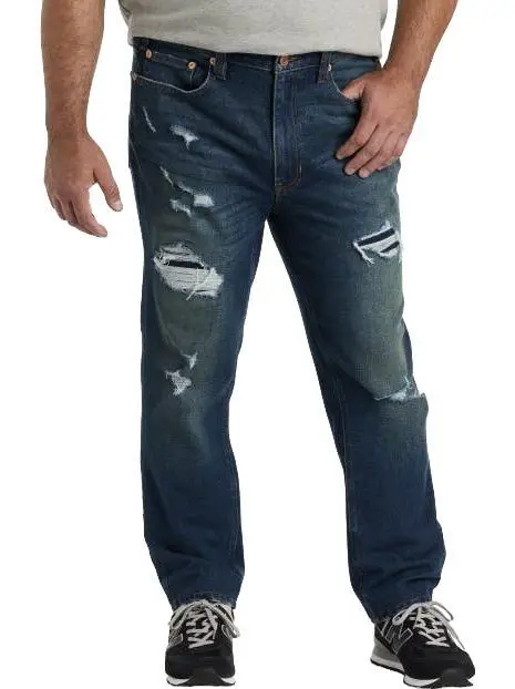 TRUE NATION BY DXL Tapered-fit Rip And Repair Jeans - Dark And Dirty