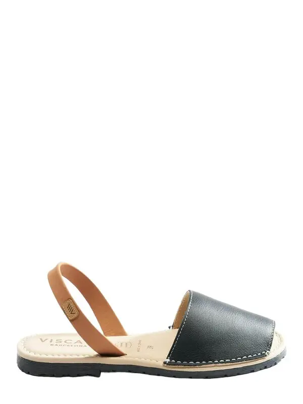VISCATA Menorquina Leather Avarca Sandals - Black