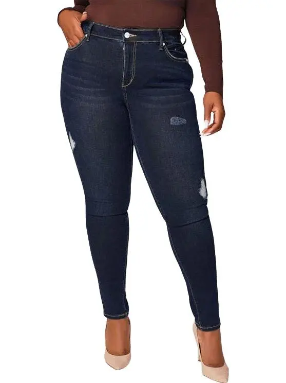 SLINK JEANS Ripped High-waist Skinny Jeans - Serenity