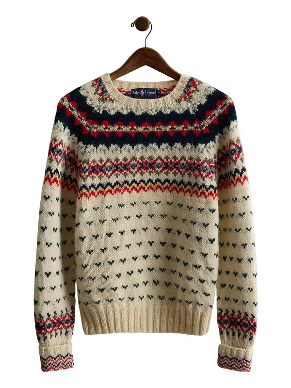 Ralph Lauren 1983 Patterned Wool Crewneck Sweater - Cream