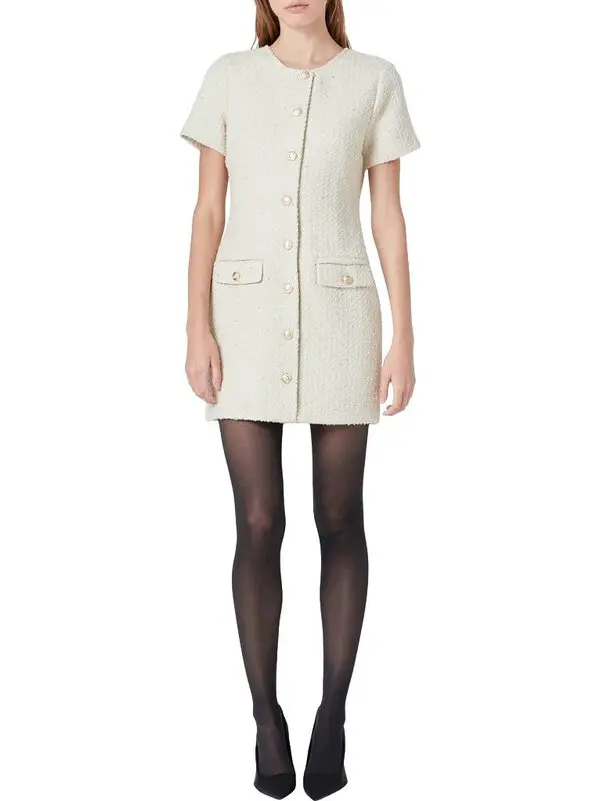 Endless Rose Button Tweed Mini Dress - Ivory