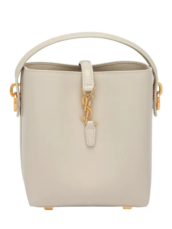 Saint Laurent Le 37 Mini Leather Bucket Bag - White