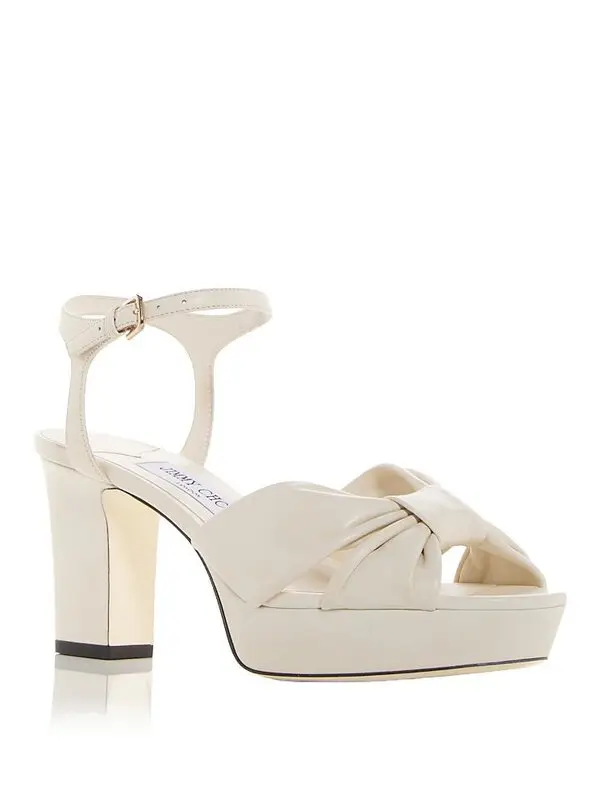JIMMY CHOO Heloise 80 Platform Sandals - Latte