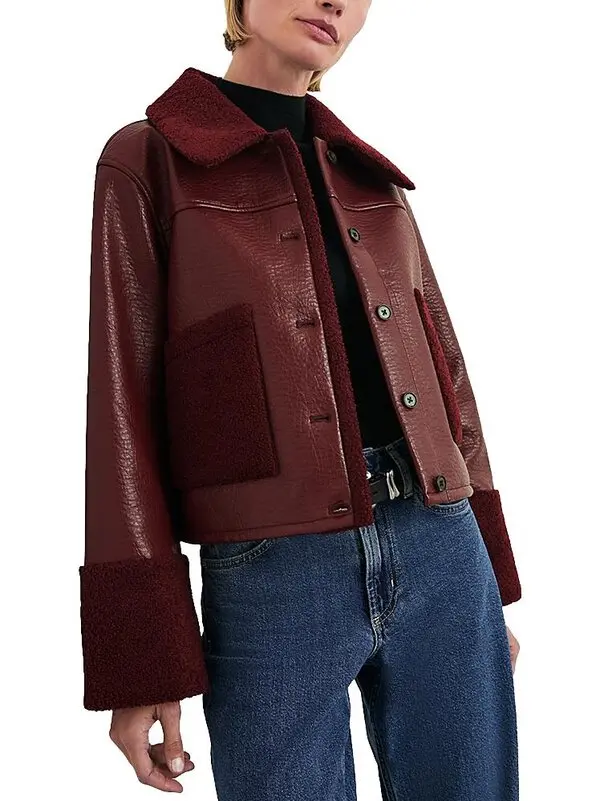 Rails Dria Faux Fur Jacket - Maroon Shearling