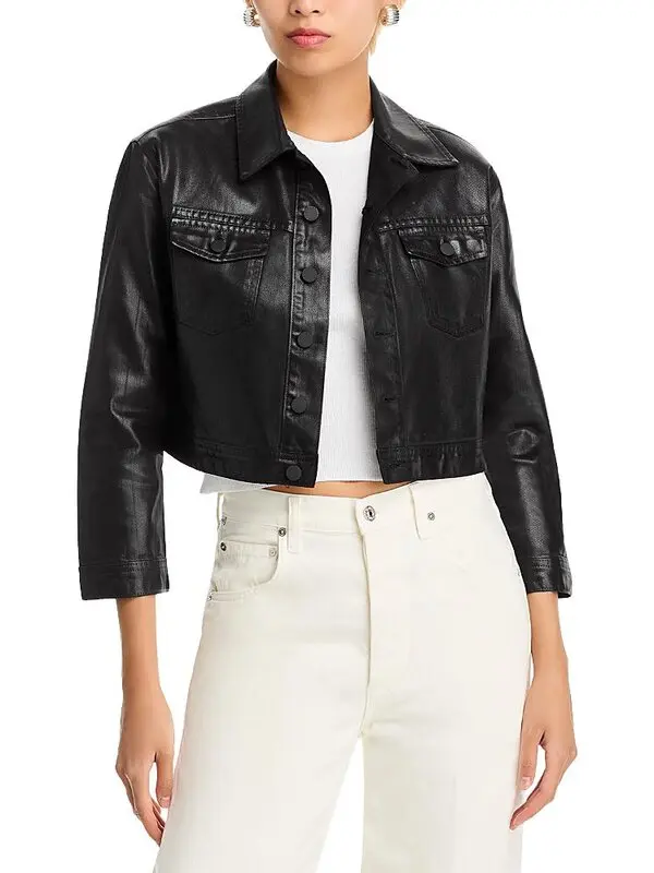 L'Agence Koda Cropped Jacket - Noir Coated
