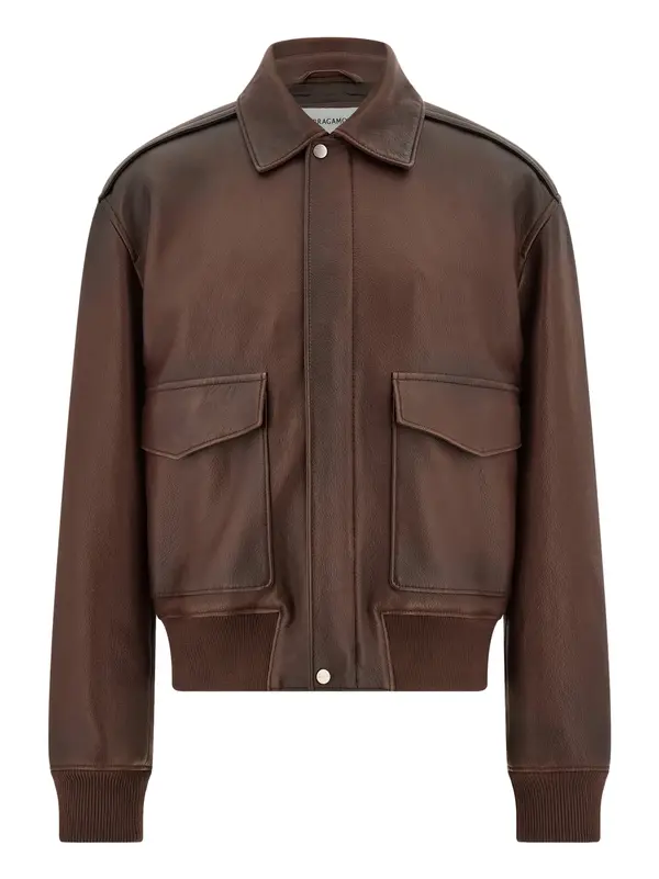 FERRAGAMO Leather Blouson - Brown