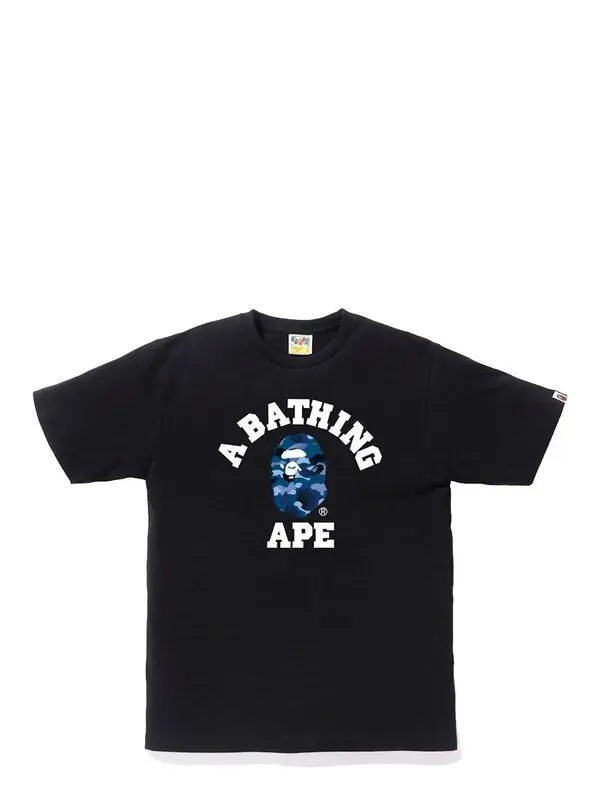 A BATHING APE Gradation Camo College Tee Shirt - Black/blue