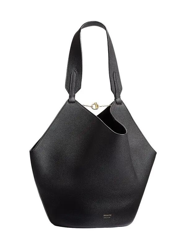 Khaite Lotus Small Calfskin Tote Bag - Black