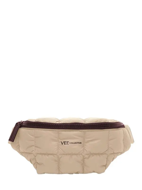 VEECOLLECTIVE Porter Sling Quilted Belt Bag - Beige Brown