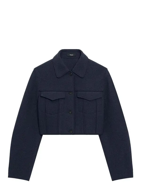 Theory Boucle Trucker Jacket - Nocturne Navy