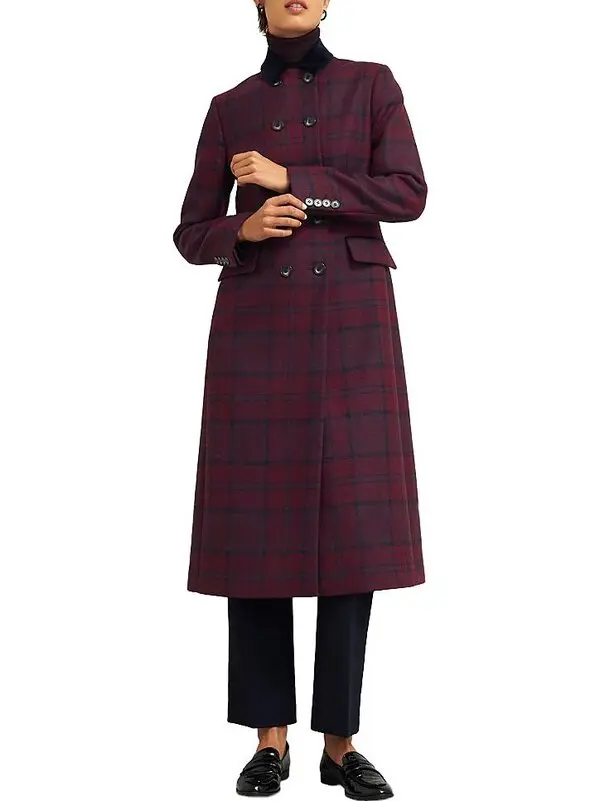 HOBBS LONDON Patricia Plaid Double Breasted Coat - Pink Multi