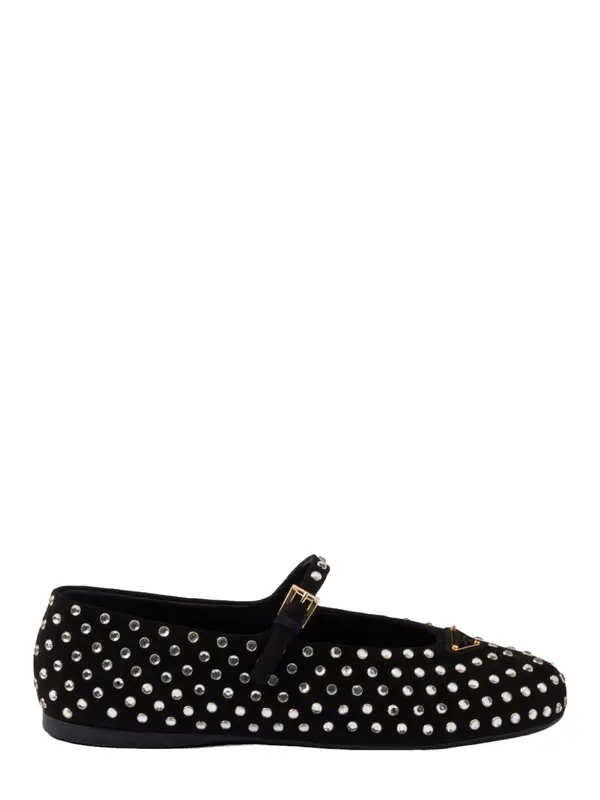 Prada Crystal-embellished Ballet Flats - Black