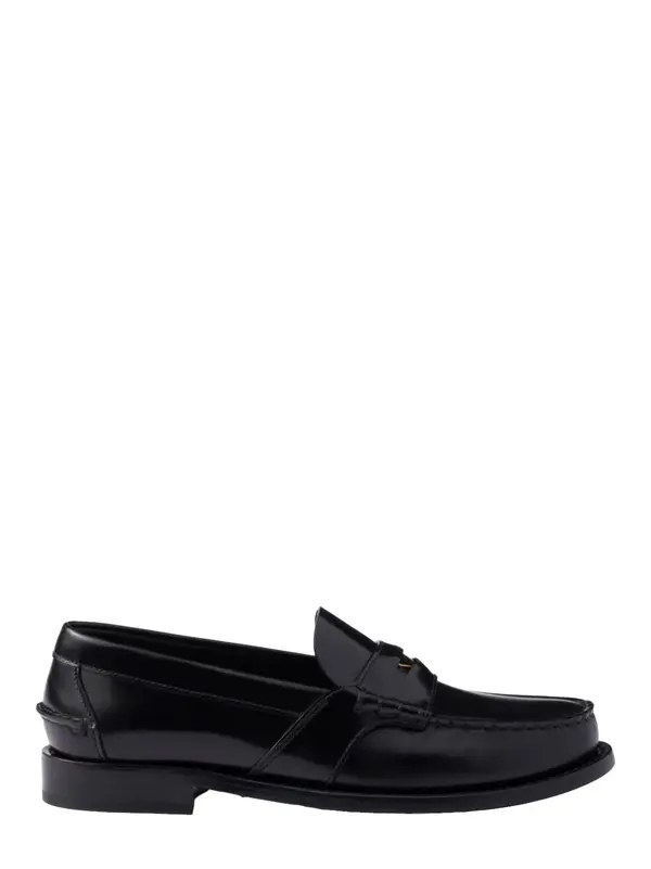 Prada Brushed-leather Loafers - Black