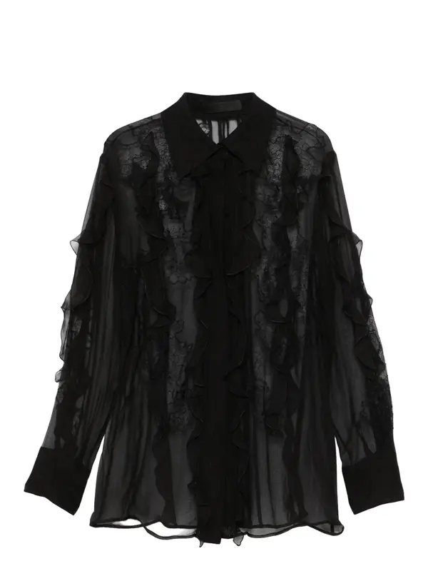 Valentino Garavani Floral-embroidered Blouse - Black
