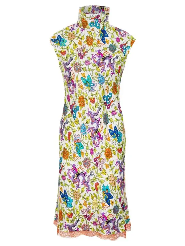 Shanghai Tang Silk Floral-print Dress - White