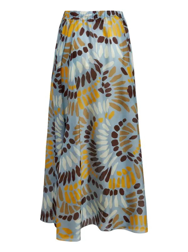 JUCCA Printed Silk Skirt - Blue