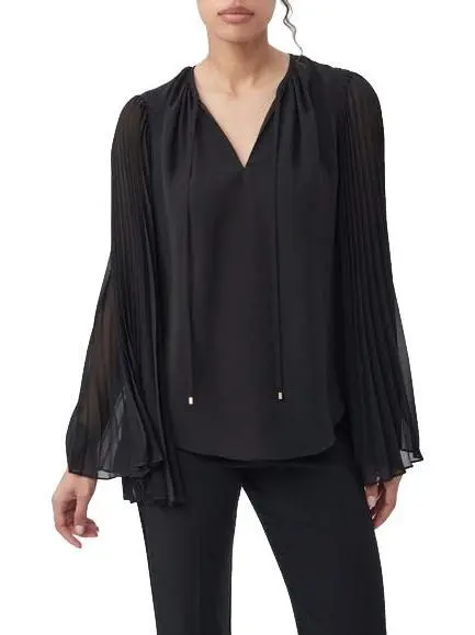 Trina Turk Pleated Blouse - Black