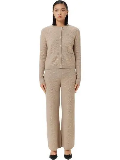 GOBI MONGOLIAN CASHMERE Textured Knit Cashmere Pants - Warm Grey