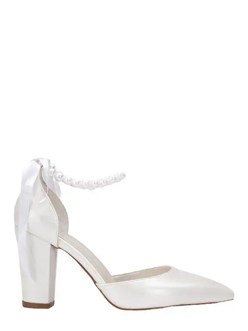 FOREVER & ALWAYS SHOES Agnes Pearl Wedding Heels - Ivory