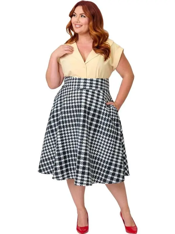 Unique Vintage Vivien Swing Skirt - Black Plaid