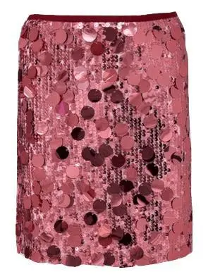 LOLA + THE BOYS Magic Paillette Mini Skirt - Red
