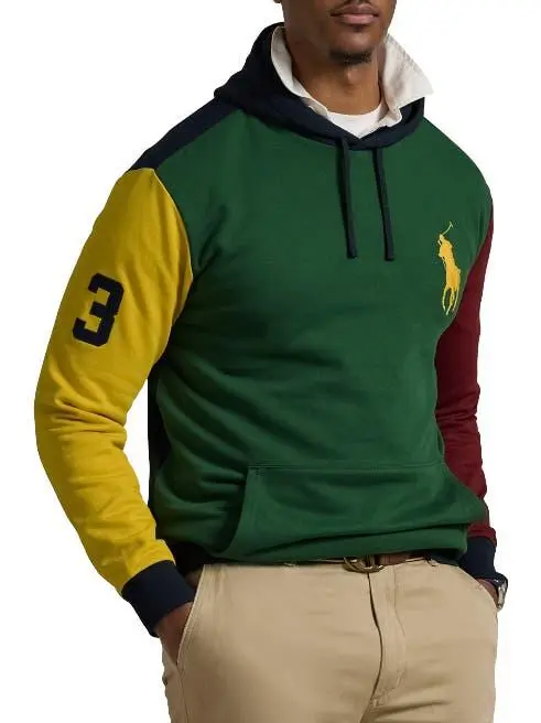 Polo Ralph Lauren Big Pony Colorblocked Fleece Hoodie - Vintage Pine Multi