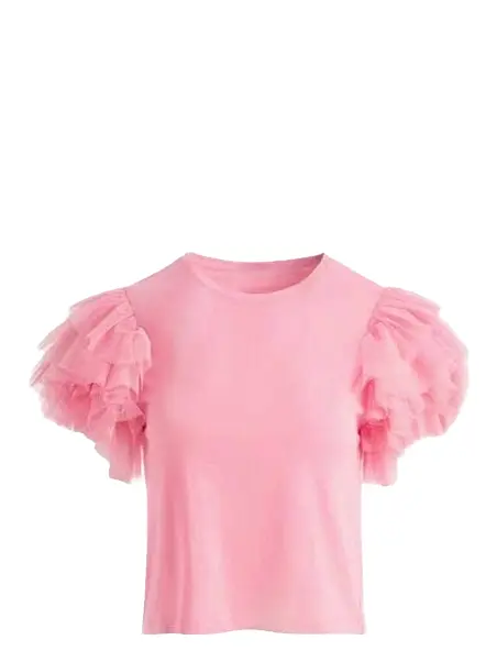 LOLA + THE BOYS Ruffle Sleeve Tee - Pink