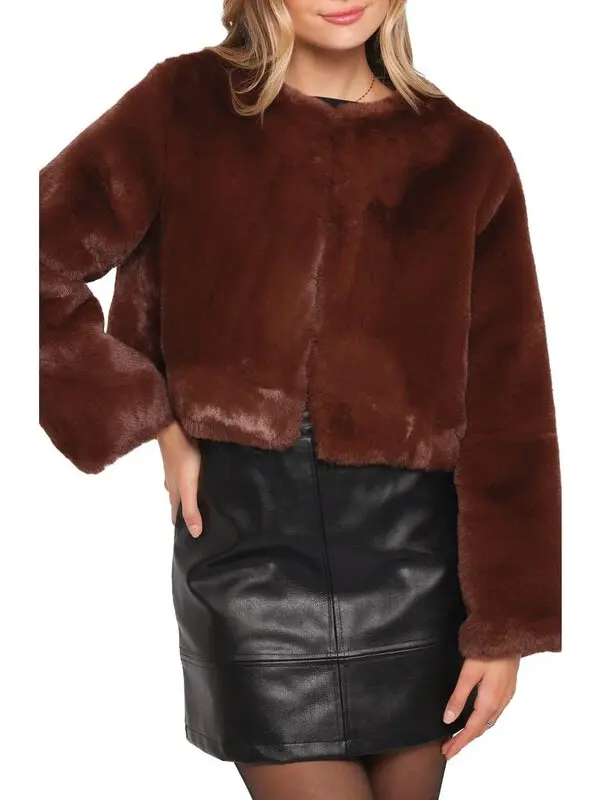 PETAL & PUP Minnie Faux Fur Jacket - Chocolate
