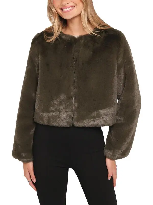 PETAL & PUP Minnie Faux Fur Jacket - Forest Green