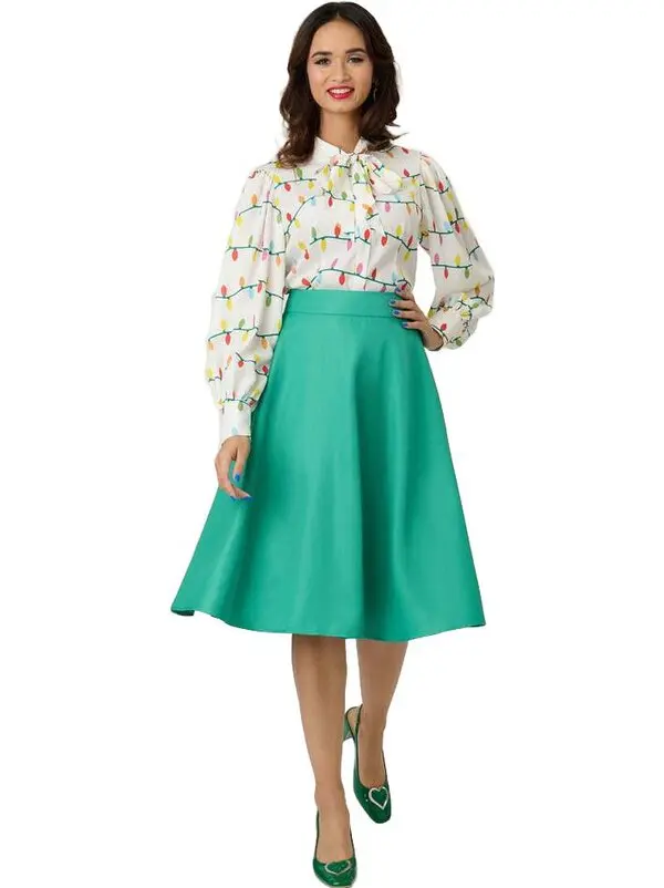 Unique Vintage Vivien Swing Skirt - Green