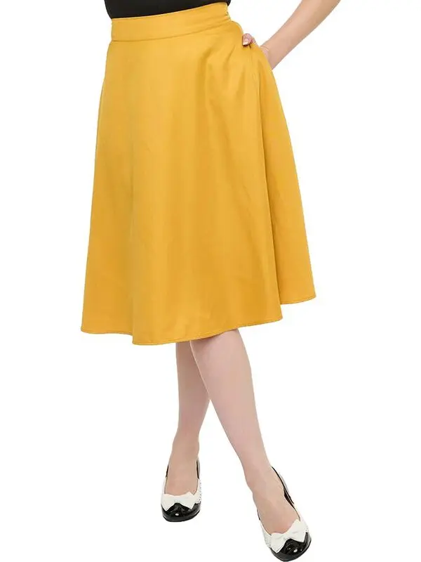 Unique Vintage Vivien Swing Skirt - Yellow