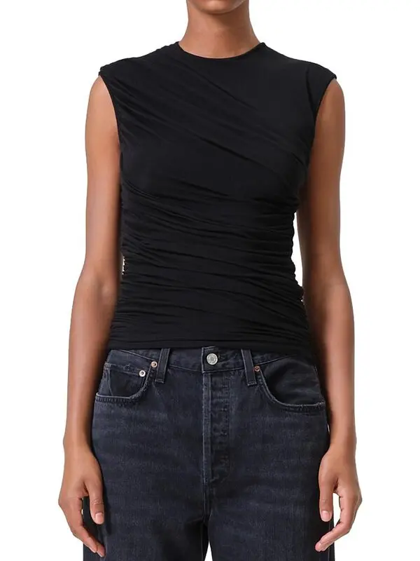 AGOLDE Ester Ruched Top - Black