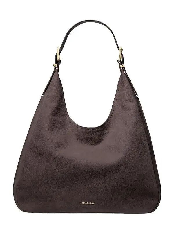 Michael Kors Large Leather Hobo Shoulder Bag - Chocolate