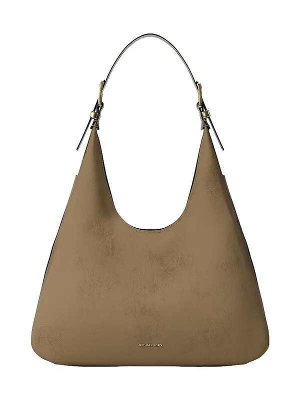 Michael Kors Large Leather Hobo Shoulder Bag - Husk