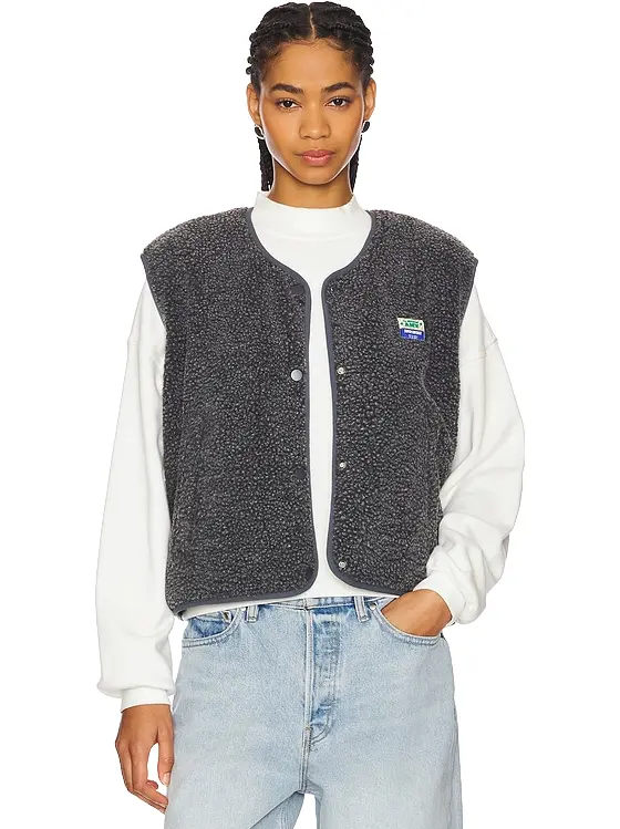 American Vintage Hoktown Sherpa Vest - Anthracite Chine