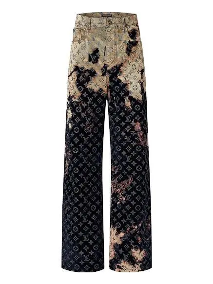 LOUIS VUITTON Monogram Bleached Denim Pants - Multicolor