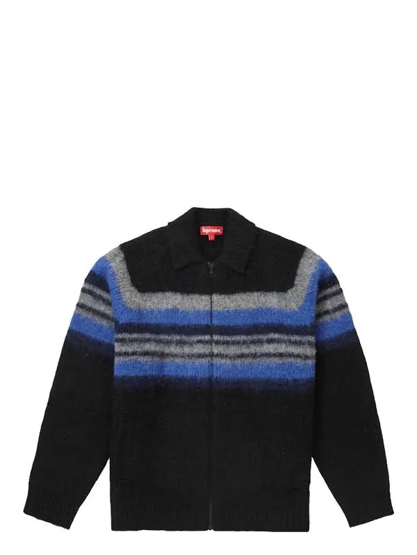 Supreme Brushed Wool Zip-up Sweater - Black