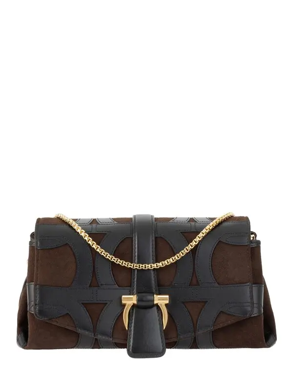 FERRAGAMO Front Flap Crossbody Bag - Brown