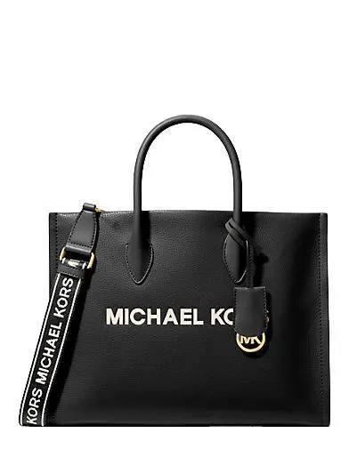 Michael Kors Mirella Medium Pebbled Leather Tote Bag - Black