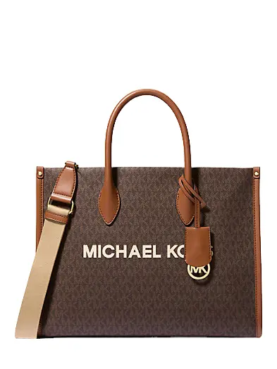 Michael Kors Mirella Medium Signature Logo Tote Bag - Brown