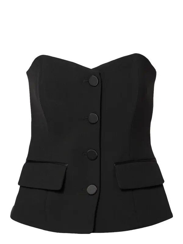 Veronica Beard Arlette Peplum Corset Top - Black